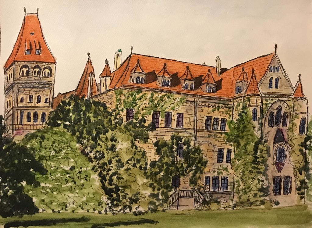 Pen and Watercolour Wash, Faber Castle, Stein, Germany - Christina French