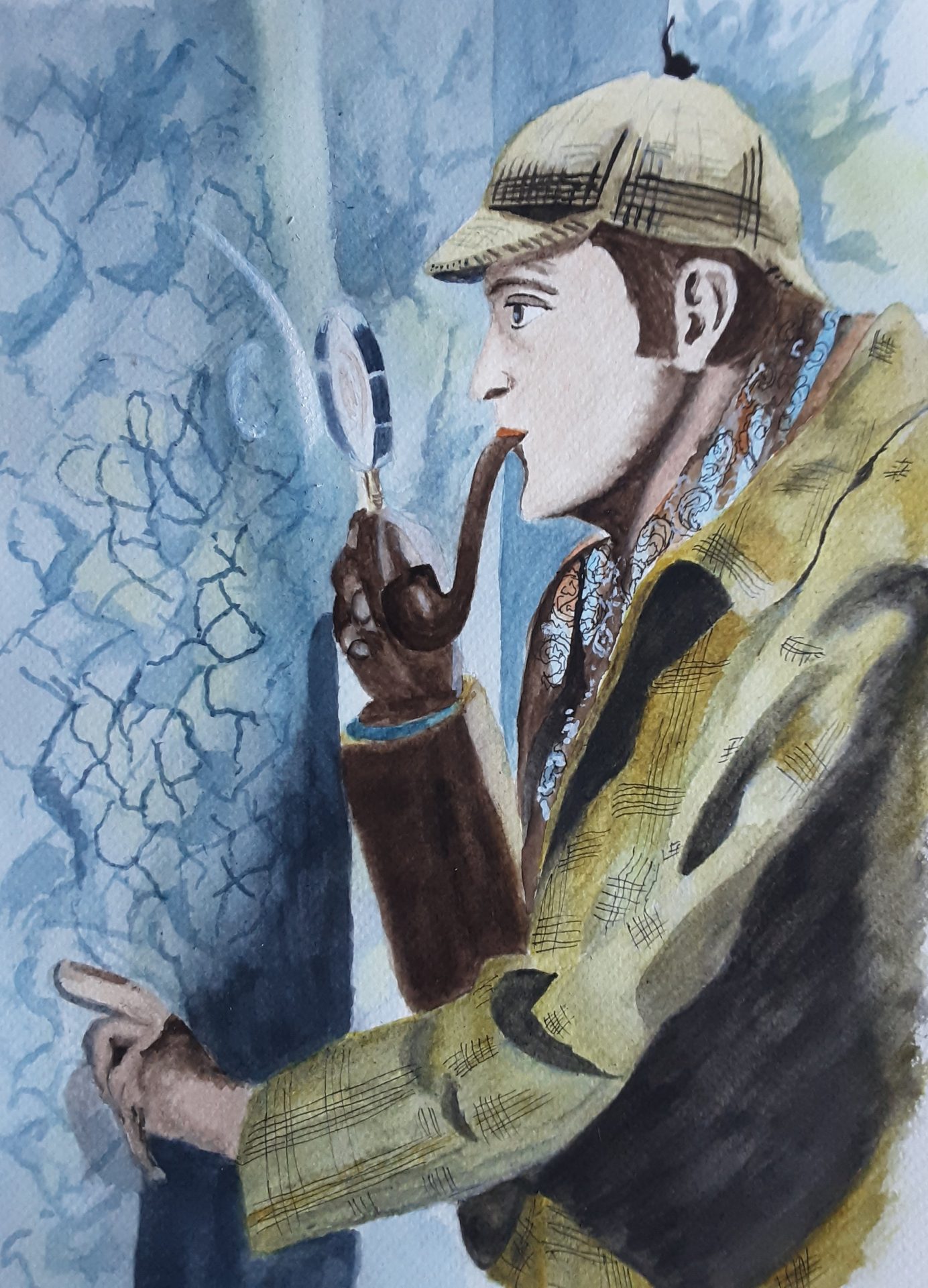 Marion - Sherlock Holmes Searching for Clues - A Watercolour Painting ...