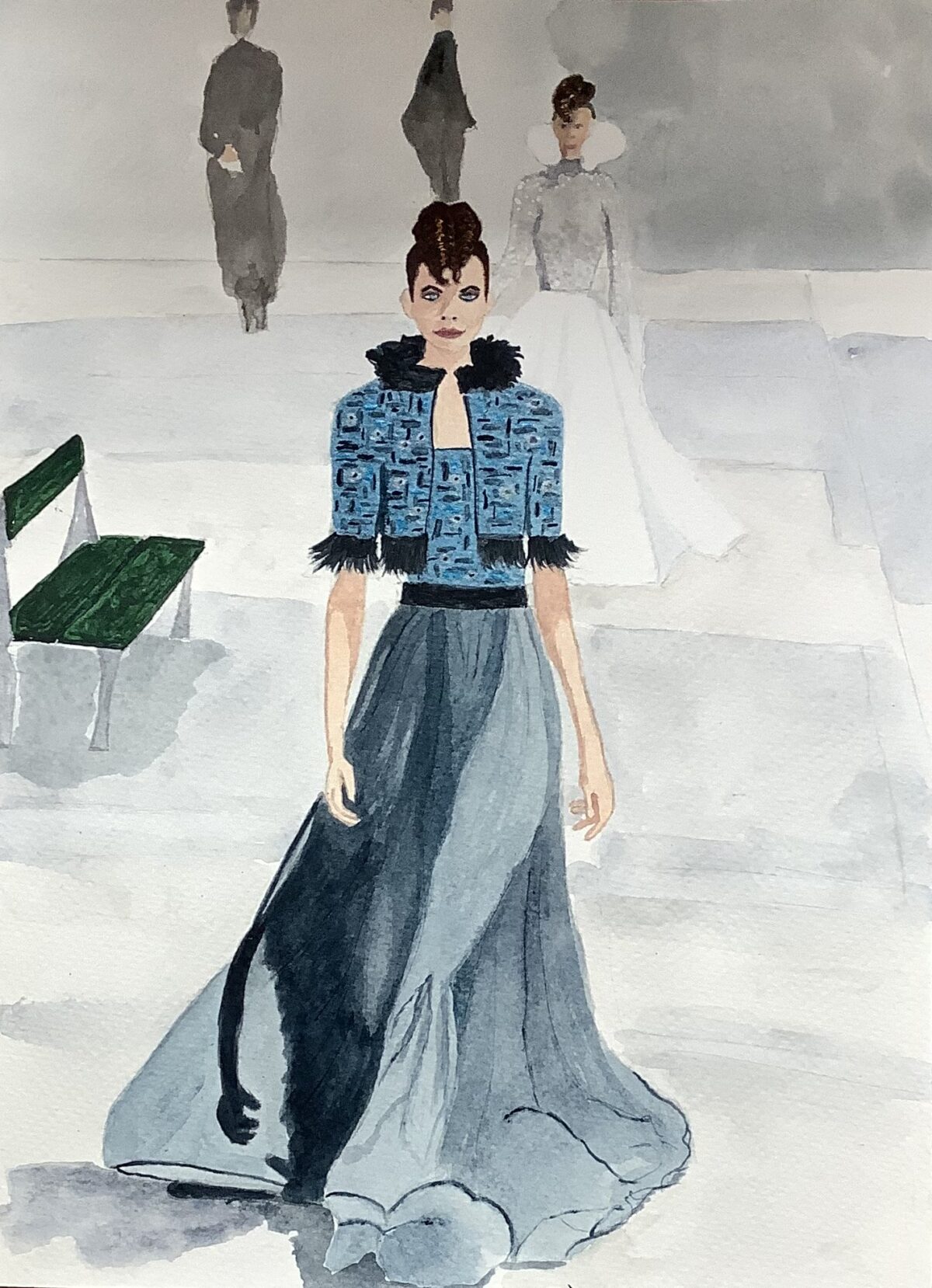 Frances, Fashion Show - A Watercolour Painting - Christina French