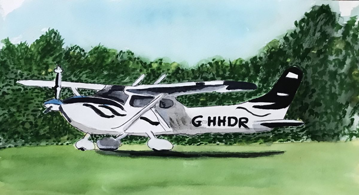 Light Aircraft - A Watercolour Painting - Christina French
